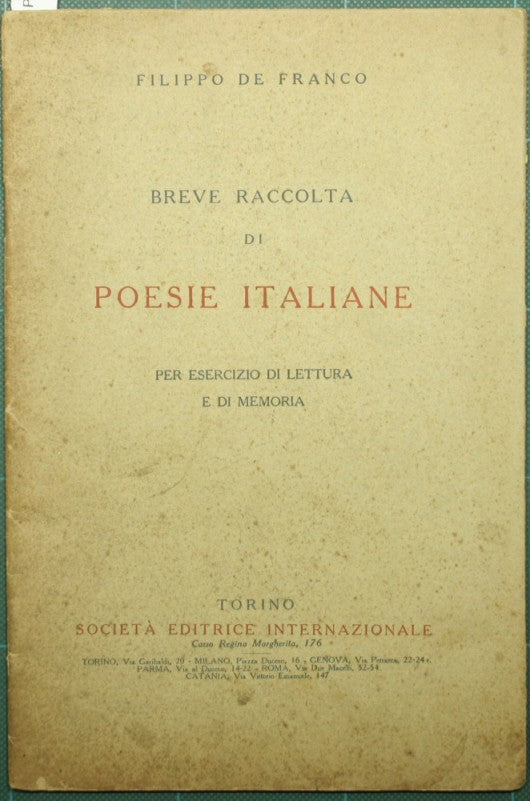 Short collection of Italian poems – Antica Libreria